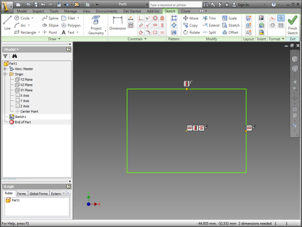 Autodesk Inventor Tips - Constrain your sketch to the centre point